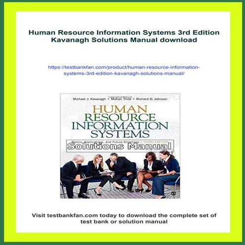 Human Resource Information Systems 3rd Edition Kavanagh Solutions ...