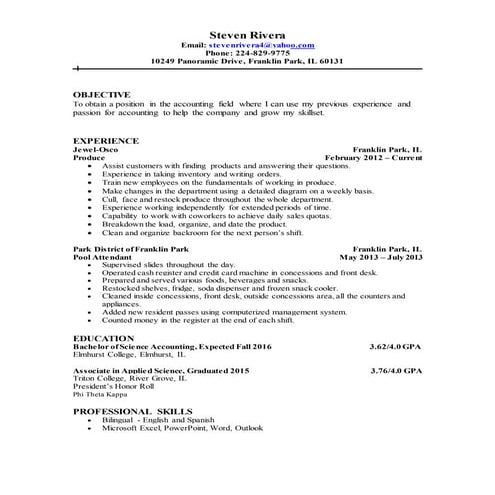Steven Rivera Resume | DOCX | Business | Business and Finance