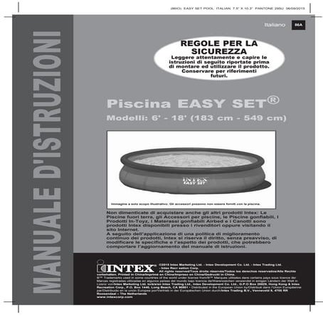 Intex Easy SET 183x51 - 244x76 - Manuale di istruzioni e manutenzione | PDF