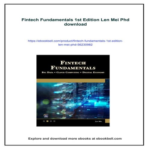 Fintech Fundamentals 1st Edition Len Mei Phd | PDF