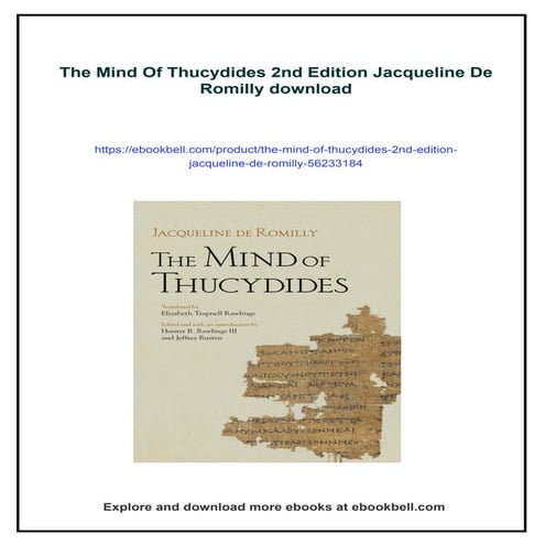 The Mind Of Thucydides 2nd Edition Jacqueline De Romilly | PDF