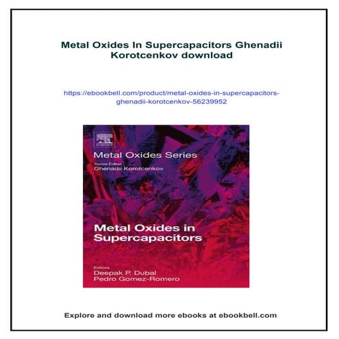 Metal Oxides In Supercapacitors Ghenadii Korotcenkov | PDF