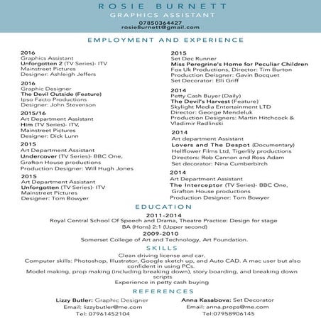 Rosie Burnett CV | PDF | Graphics Software | Computer Software and Applications