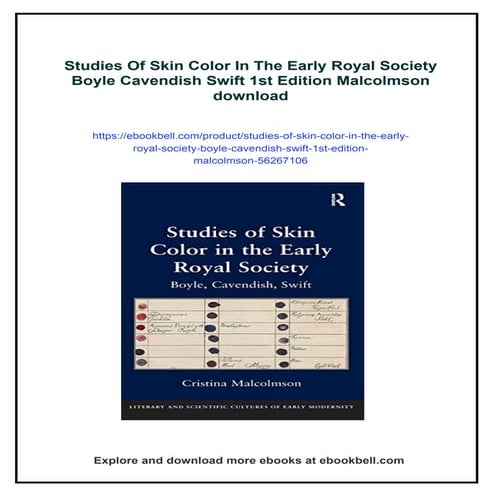 Studies Of Skin Color In The Early Royal Society Boyle Cavendish Swift ...