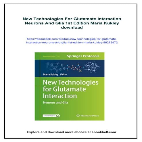 New Technologies For Glutamate Interaction Neurons And Glia 1st Edition Maria Kukley | PDF