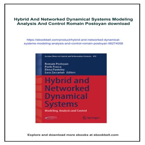 Hybrid And Networked Dynamical Systems Modeling Analysis And Control Romain Postoyan | PDF
