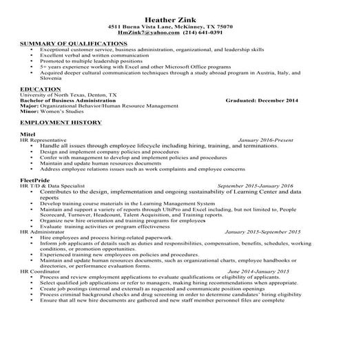 Heather Zink Resume | PDF