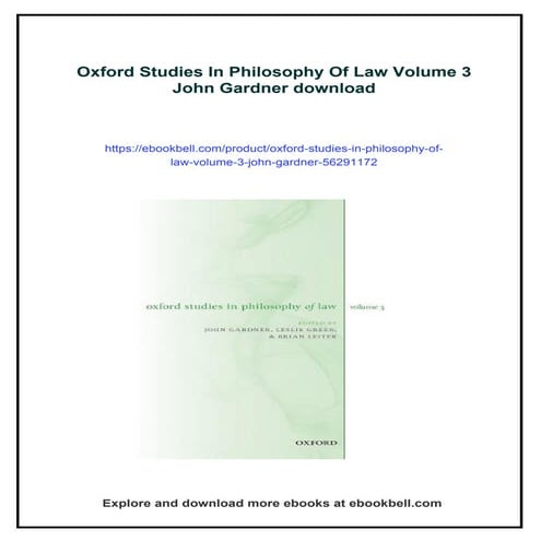 Oxford Studies In Philosophy Of Law Volume 3 John Gardner | PDF