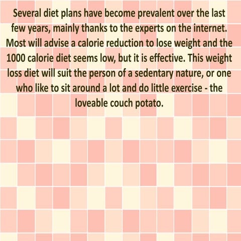 1000 Calorie Diet Menu With Meal Plan | PPTX