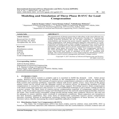 Modeling and Simulation of Three Phase D-SVC for Load Compensation | PDF