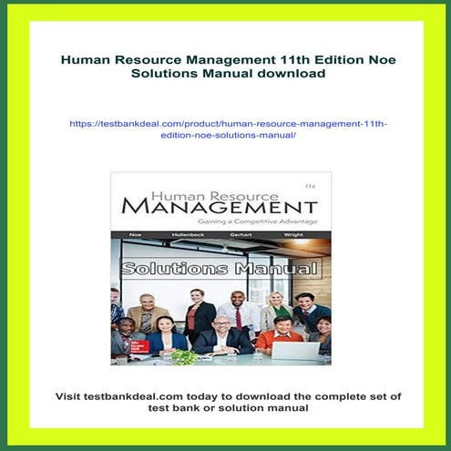 Human Resource Management 11th Edition Noe Solutions Manual | PDF
