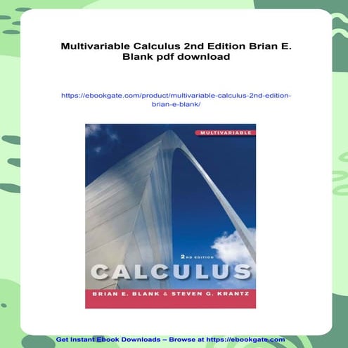 Multivariable Calculus 2nd Edition Brian E. Blank | PDF