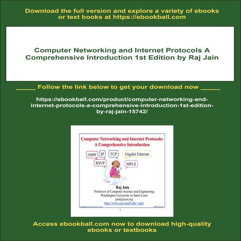 Computer Networking and Internet Protocols A Comprehensive Introduction 1st Edition by Raj Jain ...