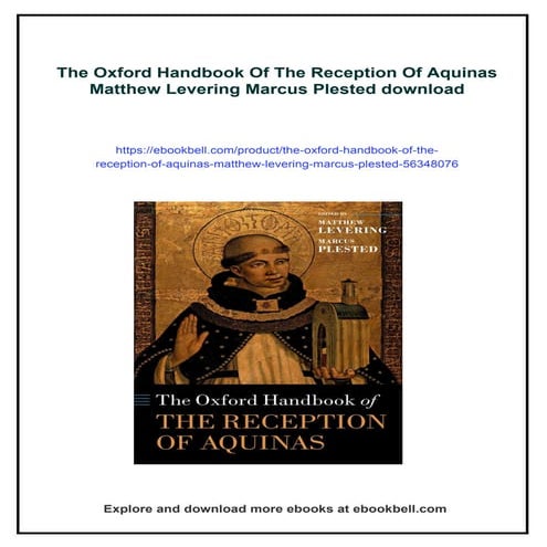 The Oxford Handbook Of The Reception Of Aquinas Matthew Levering Marcus ...