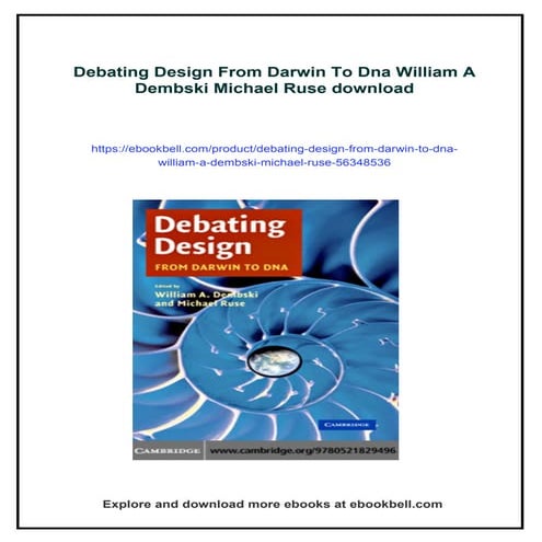 Debating Design From Darwin To Dna William A Dembski Michael Ruse Pdf