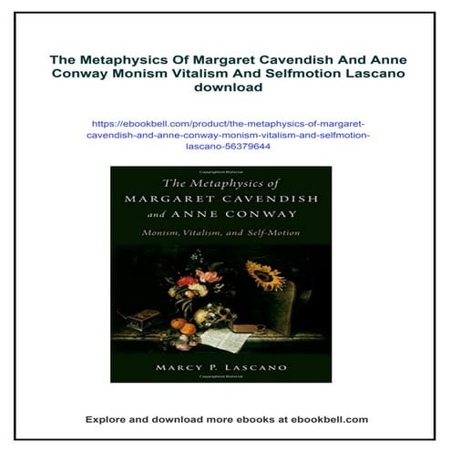 The Metaphysics Of Margaret Cavendish And Anne Conway Monism Vitalism ...