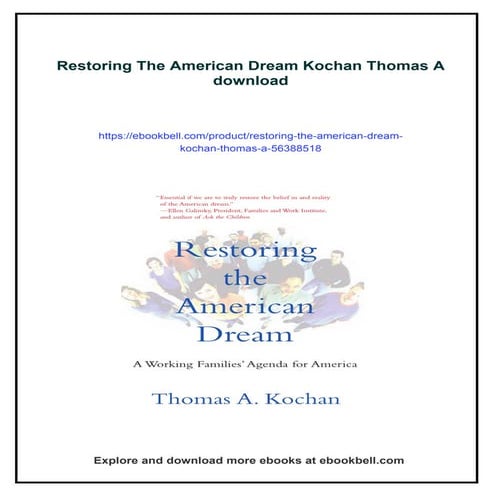 Restoring The American Dream Kochan Thomas A | PDF