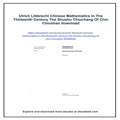 Ulrich Libbrecht Chinese Mathematics In The Thirteenth Century The ...