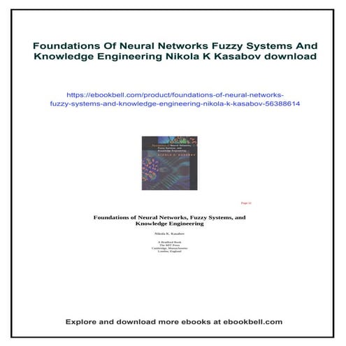 Foundations Of Neural Networks Fuzzy Systems And Knowledge Engineering Nikola K Kasabov | PDF