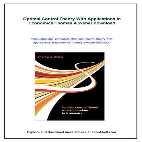 Optimal Control Theory With Applications In Economics Thomas A Weber | PDF