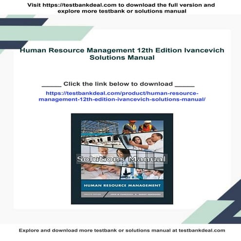 Human Resource Management 12th Edition Ivancevich Solutions Manual | PDF