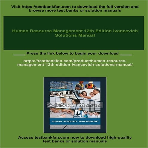 Human Resource Management 12th Edition Ivancevich Solutions Manual | PDF