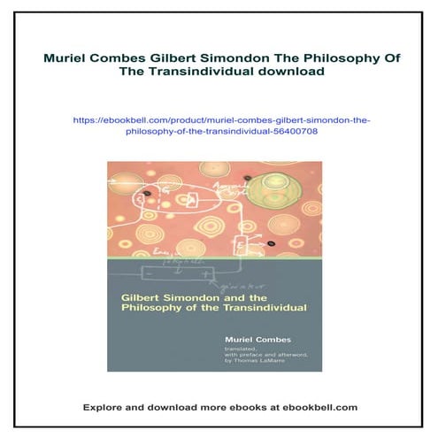 Muriel Combes Gilbert Simondon The Philosophy Of The Transindividual | PDF