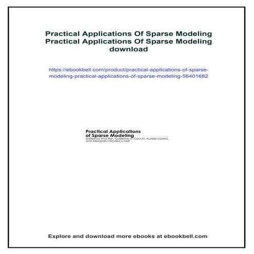 Practical Applications Of Sparse Modeling Practical Applications Of 