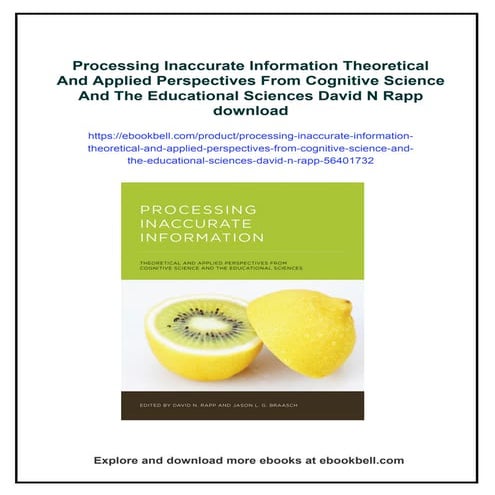 Processing Inaccurate Information Theoretical And Applied Perspectives ...