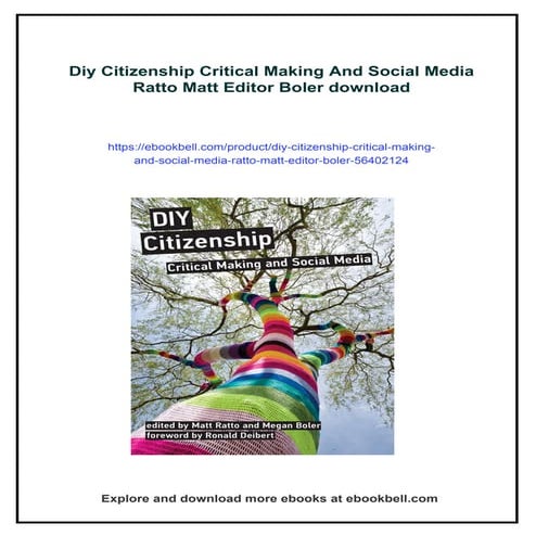 Diy Citizenship Critical Making And Social Media Ratto Matt Editor ...