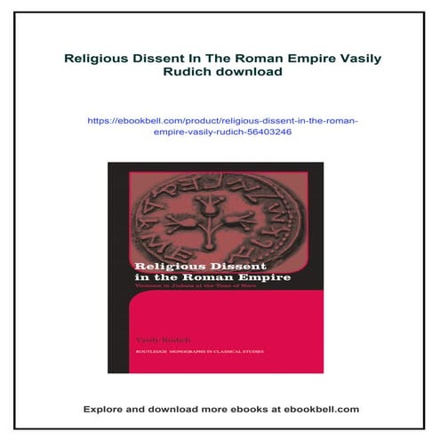 Religious Dissent In The Roman Empire Vasily Rudich | PDF