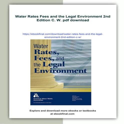 Water Rates Fees and the Legal Environment 2nd Edition C. W. | PDF