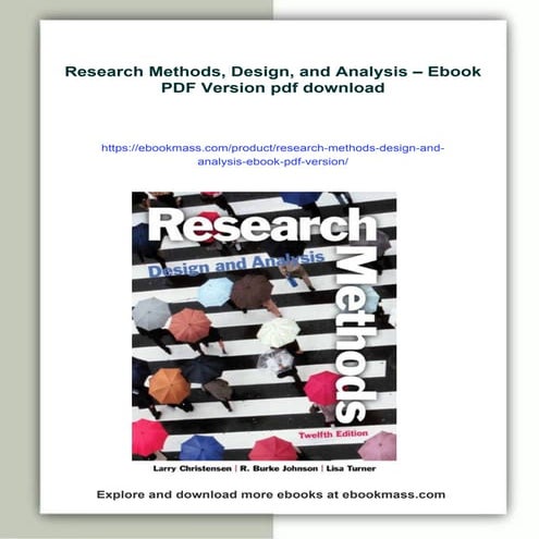 Research Methods, Design, and Analysis – Ebook PDF Version | PDF
