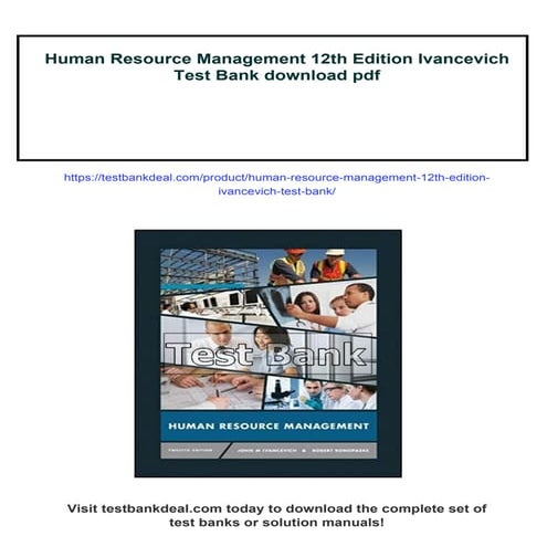 Human Resource Management 12th Edition Ivancevich Test Bank | PDF