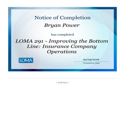 Certificate 291 LOMA | PDF