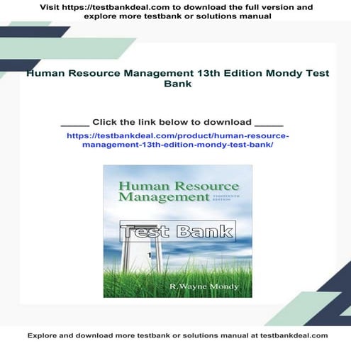 Human Resource Management 13th Edition Mondy Test Bank | PDF