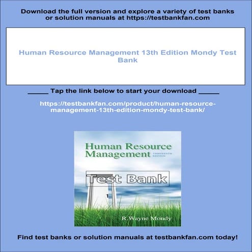 Human Resource Management 13th Edition Mondy Test Bank | PDF