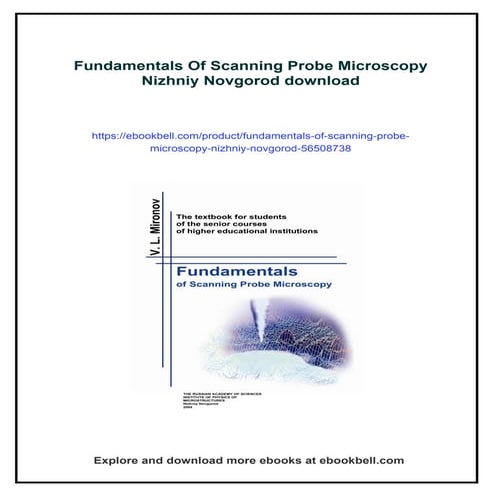 Fundamentals Of Scanning Probe Microscopy Nizhniy Novgorod | PDF