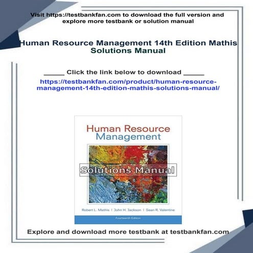 Download full Human Resource Management 14th Edition Mathis Solutions Manual all chapters | PDF