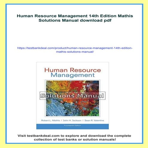 Human Resource Management 14th Edition Mathis Solutions Manual | PDF