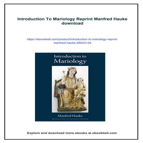 Introduction To Mariology Reprint Manfred Hauke | PDF