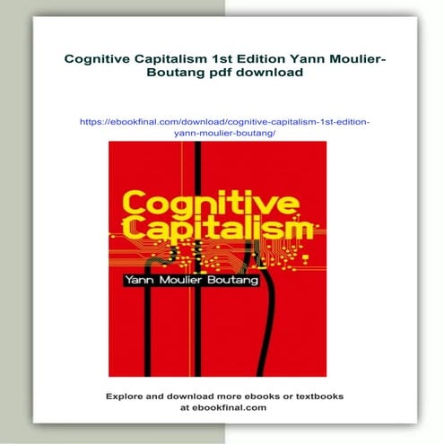 Cognitive Capitalism 1st Edition Yann Moulier-Boutang | PDF