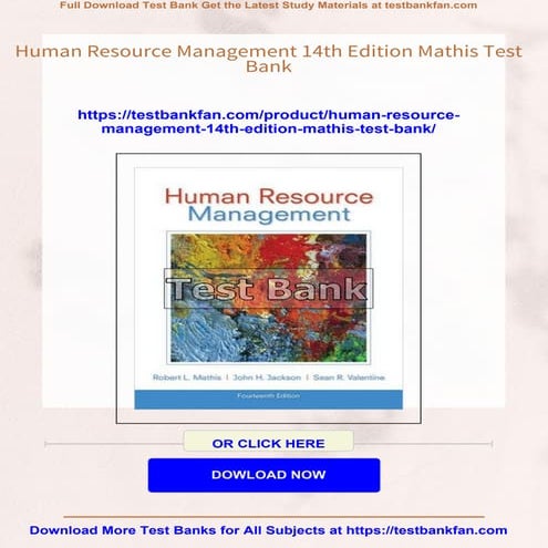 Human Resource Management 14th Edition Mathis Test Bank | PDF
