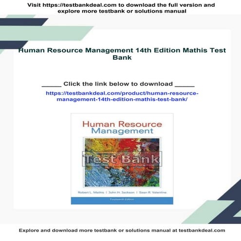 Human Resource Management 14th Edition Mathis Test Bank | PDF