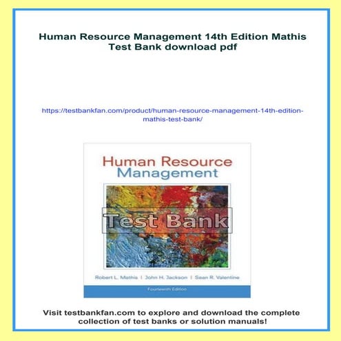 Human Resource Management 14th Edition Mathis Test Bank | PDF