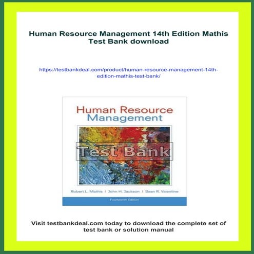 Human Resource Management 14th Edition Mathis Test Bank | PDF