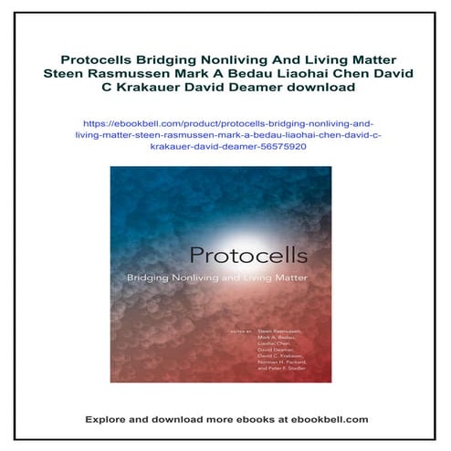 Protocells Bridging Nonliving And Living Matter Steen Rasmussen Mark A ...