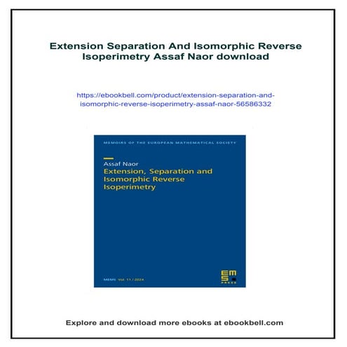 Extension Separation And Isomorphic Reverse Isoperimetry Assaf Naor | PDF