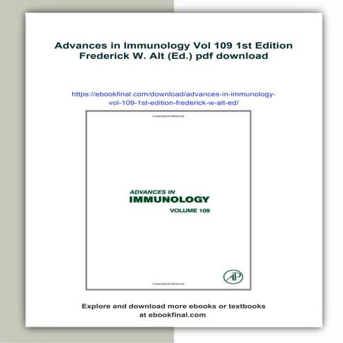 Advances in Immunology Vol 109 1st Edition Frederick W. Alt (Ed.) | PDF