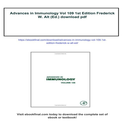 Advances in Immunology Vol 109 1st Edition Frederick W. Alt (Ed.) | PDF